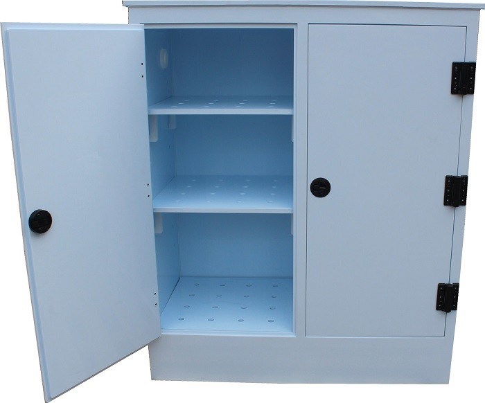 Lab Solvent Plastic Double Door Small Corrosive Cabinet White ...